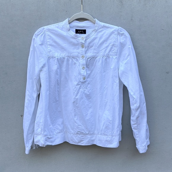 A.P.C. | Tops | Apc White Cotton Popover | Poshmark